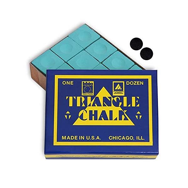 海外輸入品 ビリヤード  Triangle Billiard Pool Cue Chalk - 1 Dozen - Made in The USA + 2 pcs of Quality Billiard Pool Table Spots (...