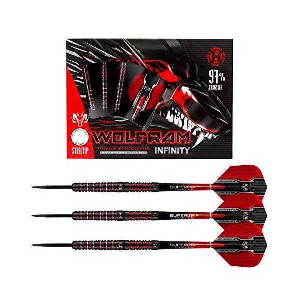 海外輸入品 ダーツ 1866750296133-17698665791557 Harrows Wolfram Infinity 97% Tungsten Steel Tip Darts Set, Includes Supergrip Fus...