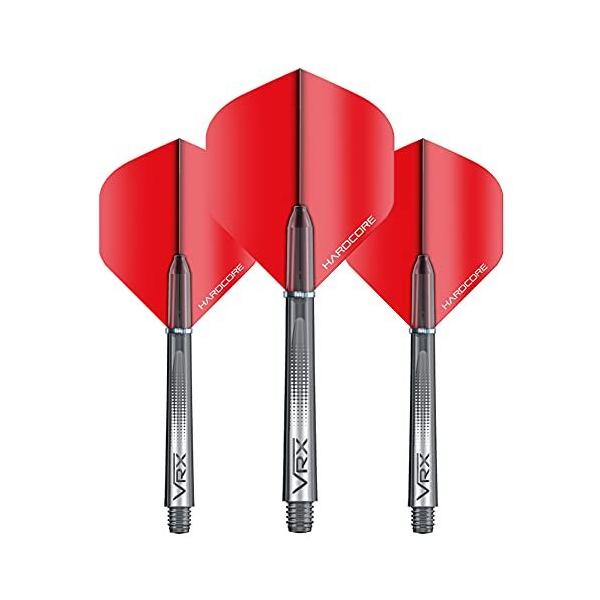 海外輸入品 ダーツ フライト X0617 RED DRAGON Dart Flights and Shafts (Stems) Combo Set - Red Hardcore Flights and VRX Black Shafts海外限...