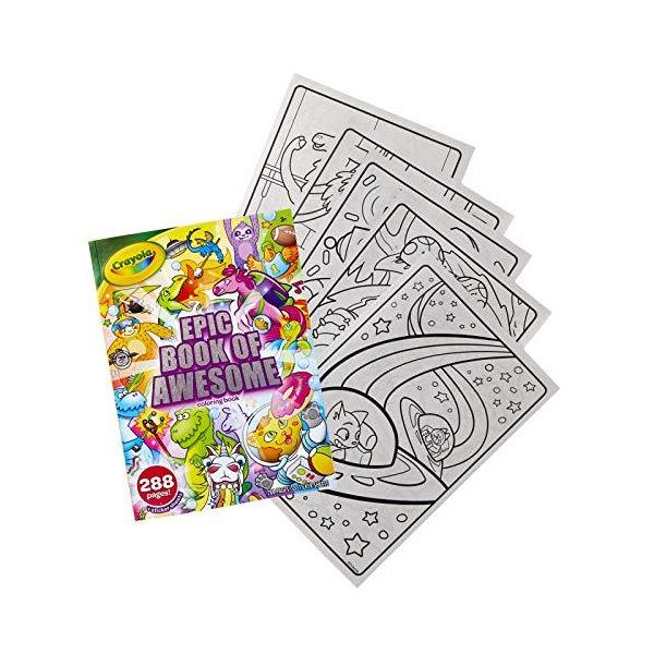 クレヨラ アメリカ 海外輸入 知育玩具 071662105853 Crayola Epic Book of Awesome Coloring Book (288pgs), Animal Coloring Pages, Glitter Sti...
