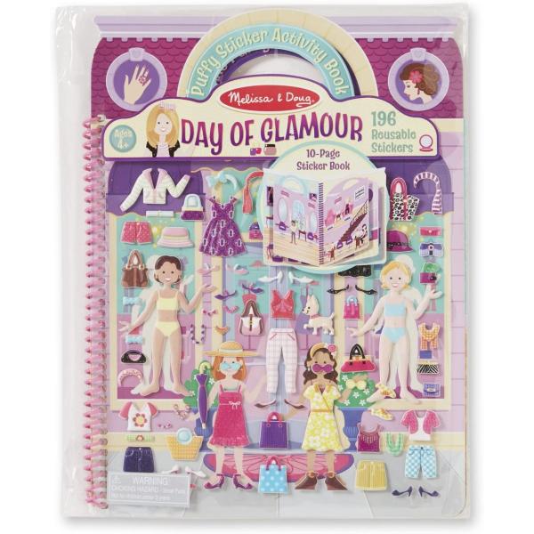 メリッサ&amp;ダグ おもちゃ 知育玩具 Melissa &amp; Doug 9412 Melissa &amp; Doug Day of Glamour Puffy Sticker Activity Book ? 196 Reusab...