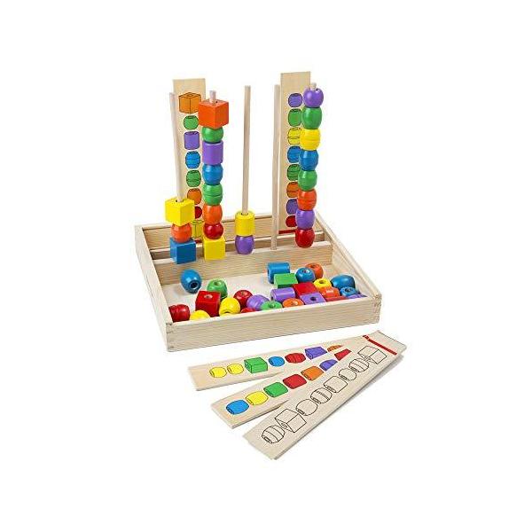 メリッサ&amp;ダグ おもちゃ 知育玩具 Melissa &amp; Doug 570 Melissa &amp; Doug Bead Sequencing Set with 46 Wooden Beads and 5 Double-Si...