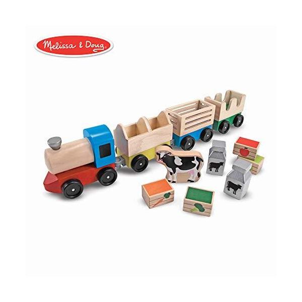 メリッサ&amp;ダグ おもちゃ 知育玩具 Melissa &amp; Doug 96137 Melissa &amp; Doug Wooden Farm Train Set - Classic Wooden Toy (3 Linking ...