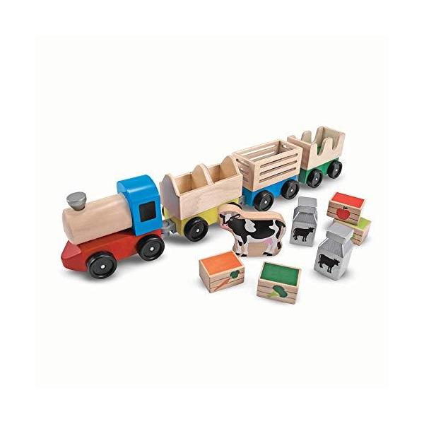 メリッサ&amp;ダグ おもちゃ 知育玩具 Melissa &amp; Doug 4545 Melissa &amp; Doug Wooden Farm Train Set - Classic Wooden Toy (3 Linking C...