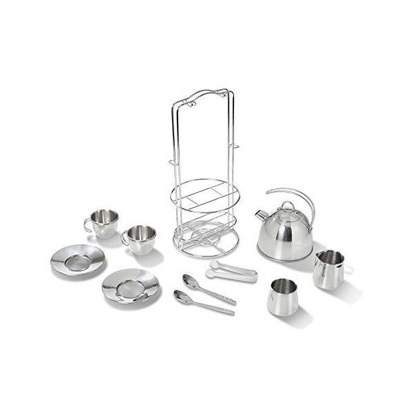 メリッサ&amp;ダグ おもちゃ おままごと ごっこ遊び Melissa &amp; Doug 4251 Melissa &amp; Doug Stainless Steel Pretend Play Tea Set and Storage...