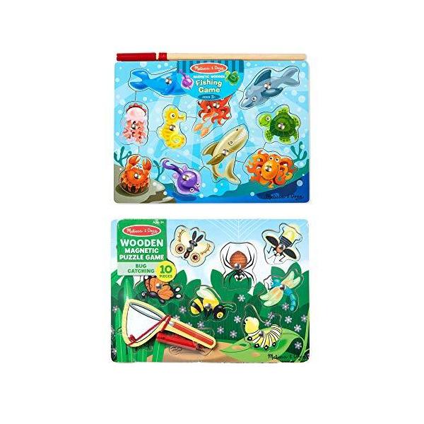 メリッサ&amp;ダグ おもちゃ 知育玩具 Melissa &amp; Doug 3632 Melissa &amp; Doug Magnetic Wooden Puzzle Game Set: Fishing and Bug Catchi...