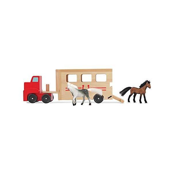 メリッサ&amp;ダグ おもちゃ 知育玩具 Melissa &amp; Doug 4097 Melissa &amp; Doug Horse Carrier Wooden Vehicle Play Set with 2 Flocked Ho...
