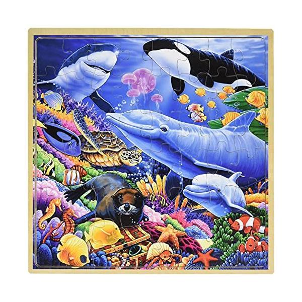 ジグソーパズル 海外製 アメリカ 12125 Masterpieces 48 Piece Fun Facts Jigsaw Puzzle for Kids - Undersea Friends Wood Puzzle - 12"x12"海外...
