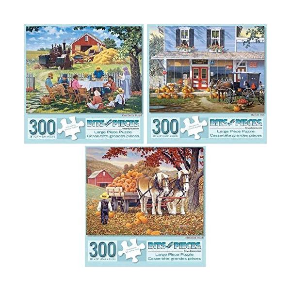 ジグソーパズル 海外製 アメリカ 42835 Bits and Pieces ? Value Set of Three Large 300 Piece Jigsaw Puzzles for Adults ? Farming Collecti...
