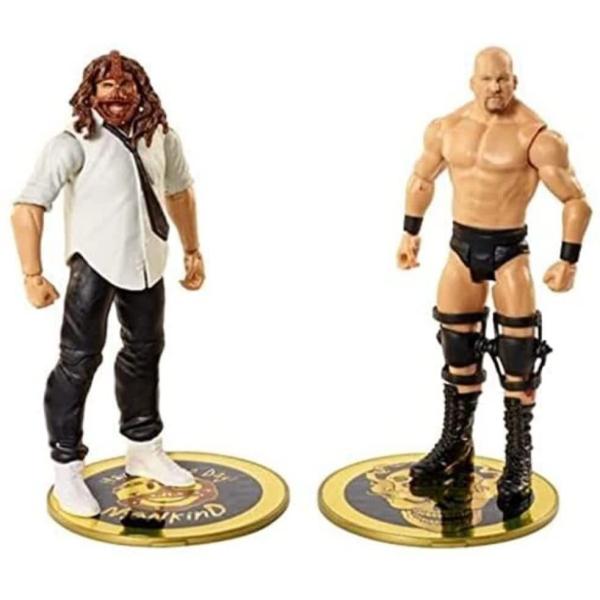 WWE フィギュア アメリカ直輸入 人形 プロレス 大人気  GVJ23 ?WWE MATTEL Stone Cold Steve Austin vs Mankind Championship Showdown 2 Pack 6 in Ac...