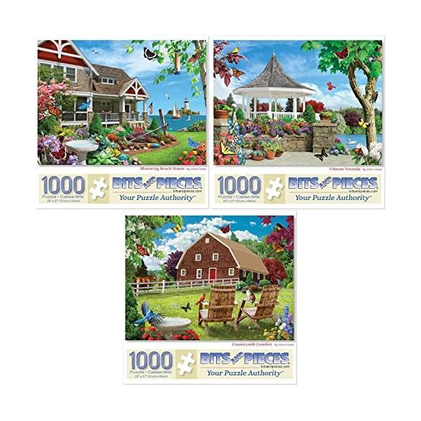 ジグソーパズル 海外製 アメリカ 49051 Bits and Pieces ? Value Set of Three Jigsaw Puzzles for Adults ? Vibrant Blooming ? Branch House ...