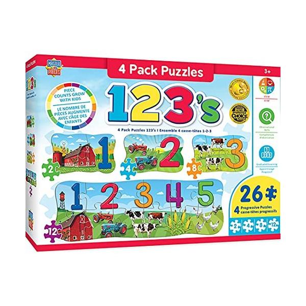 ジグソーパズル 海外製 アメリカ 11810 MasterPieces Educational 26 Piece Jigsaw Puzzles for Kids - 123 on the Farm 4-Pack of Puzzles - 2...