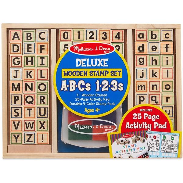 メリッサ&amp;ダグ おもちゃ 知育玩具 Melissa &amp; Doug 30118 Melissa &amp; Doug Deluxe Letters and Numbers Wooden Stamp Set ABCs 123s ...