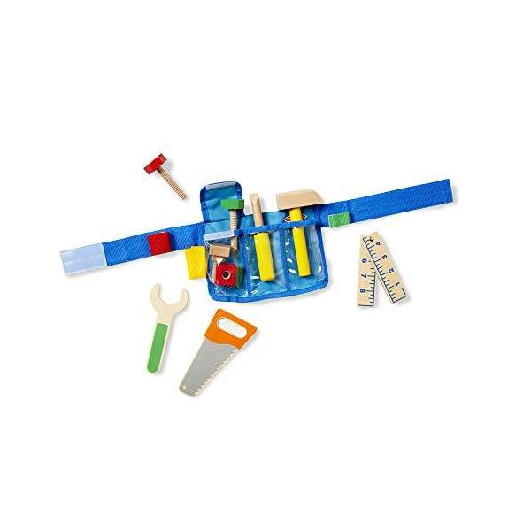 メリッサ&amp;ダグ おもちゃ おままごと ごっこ遊び Melissa &amp; Doug 5174 Melissa &amp; Doug Deluxe Tool Belt Set - 5 Wooden Tools, 8 Buildin...