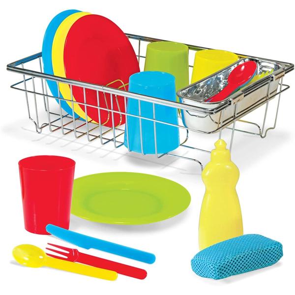 メリッサ&amp;ダグ おもちゃ おままごと ごっこ遊び Melissa &amp; Doug 4282 Melissa &amp; Doug Wash and Dry Dish Set - 24 Pieces Kids Play Dish...