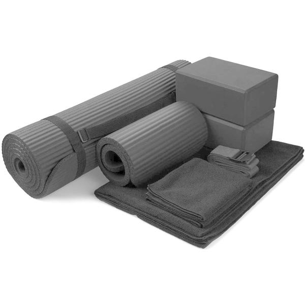 ヨガマット フィットネス BFNK-1BLK BalanceFrom 7-Piece Yoga Set with 71x24x0.5 Inches Extra Thick Mat and Carrying Sling ? Includes ...