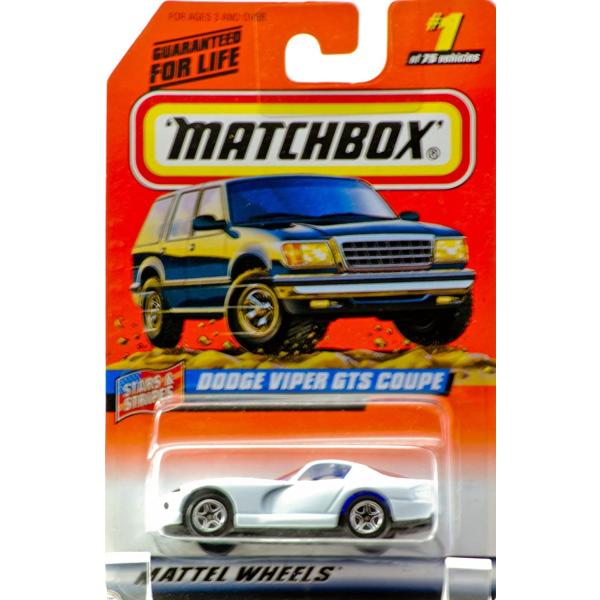 マッチボックス マテル ミニカー MATCHBOX アメリカ直輸入 33801 Matchbox 1997 - Mattel 1 of 75 Vehicles - Dodge Viper GTS Coupe - White / Blue S...