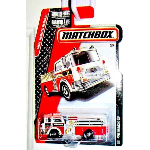 マッチボックス マテル ミニカー MATCHBOX アメリカ直輸入 2015-75 Matchbox 2015 MBX Heroic Rescue '75 Mack CF Fire Engine 55/120, Red and White海...