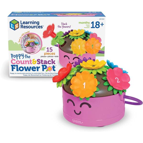 知育玩具 パズル ブロック ラーニングリソース LER9134 Learning Resources Poppy the Count &amp; Stack Flower Pot - 15 Pieces, Ages 18+ Months, ...