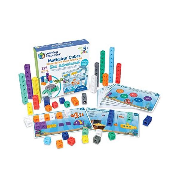 知育玩具 パズル ブロック ラーニングリソース LER9333 Learning Resources MathLink Cubes Kindergarten Math Activity Set Sea Adventures! - 115 P...