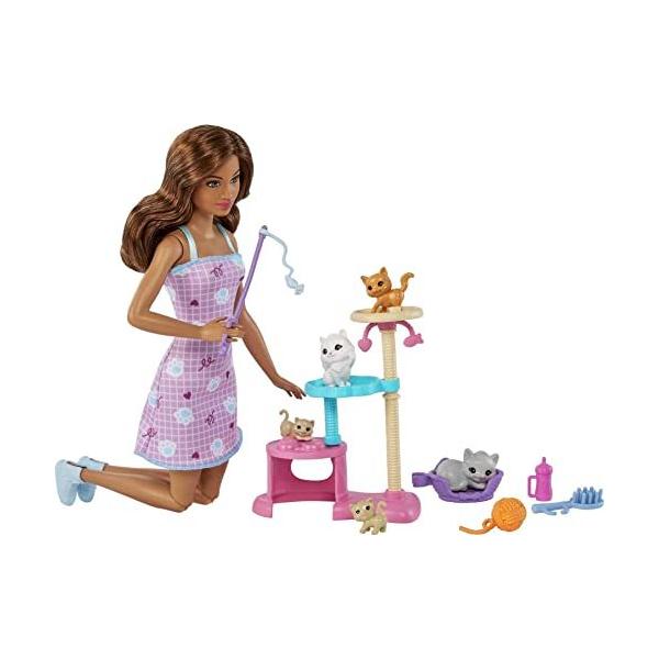 バービー バービー人形 HHB70 Barbie Kitty Condo Doll &amp; Pets, Cat Tree Toy Playset with 5 Kitten Figures &amp; Accessories海外限定品を...