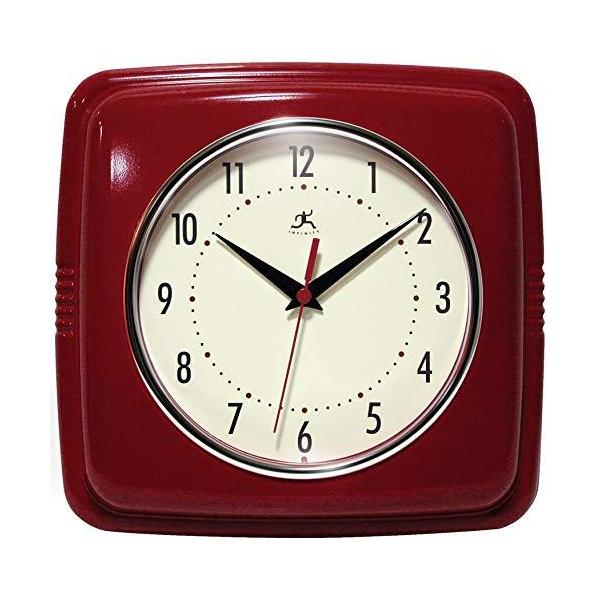 壁掛け時計 インテリア インテリア 海外モデル アメリカ 輸入物  Infinity Instruments Square Silent Retro 9 inch Mid Century Modern Kitchen Diner Retro...