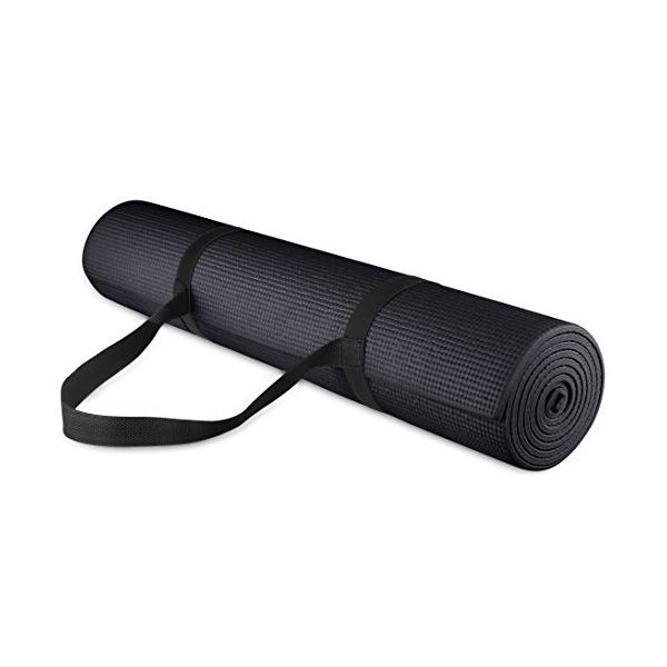 ヨガマット フィットネス BFGY-P1BLK Fitvids 1/4-Inch High Density Thick Non Slip Yoga Mat with Knee Pad and Carrying Strap for Worko...