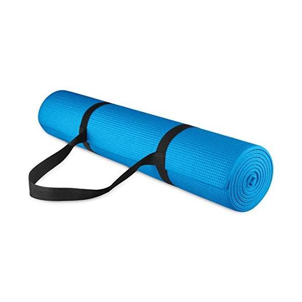 ヨガマット フィットネス BFGY-P1BL Fitvids 1/4-Inch High Density Thick Non Slip Yoga Mat with Knee Pad and Carrying Strap for Workou...