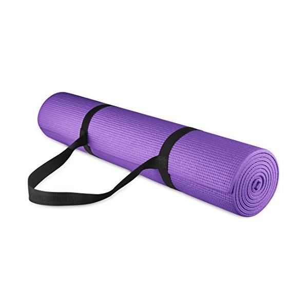 ヨガマット フィットネス BFGY-P1PP Fitvids 1/4-Inch High Density Thick Non Slip Yoga Mat with Knee Pad and Carrying Strap for Workou...