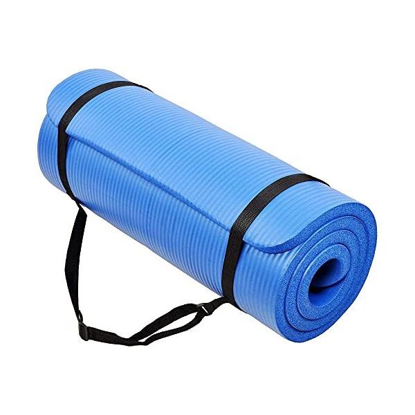 ヨガマット フィットネス AP1BL BalanceFrom GoCloud 71x24 Inches Extra Thick Yoga Mat 1-Inch High-Density Foam ? Roll-Up Exercise Pad...