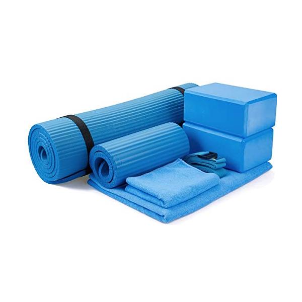 ヨガマット フィットネス BFNK-1BL BalanceFrom 7-Piece Yoga Set with 71x24x0.5 Inches Extra Thick Mat and Carrying Sling ? Includes 2...