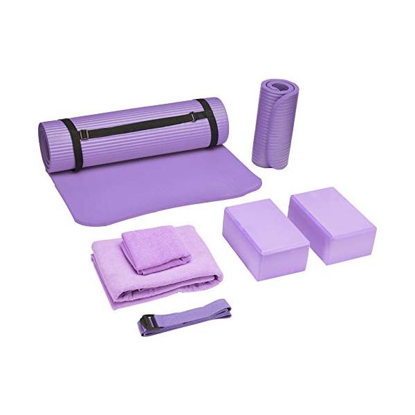 ヨガマット フィットネス BFNK-1PP BalanceFrom GoYoga 7-Piece Set - Include Yoga Mat with Carrying Strap, 2 Yoga Blocks, Hand Towel a...