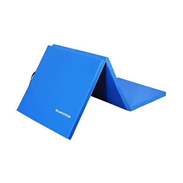 ヨガマット フィットネス BFGM-153BLUE BalanceFrom 6x2 Feet 3-Panel Folding Gymnastics Mat ? 1.5-Inch Thick Pad with Vinyl Surface an...