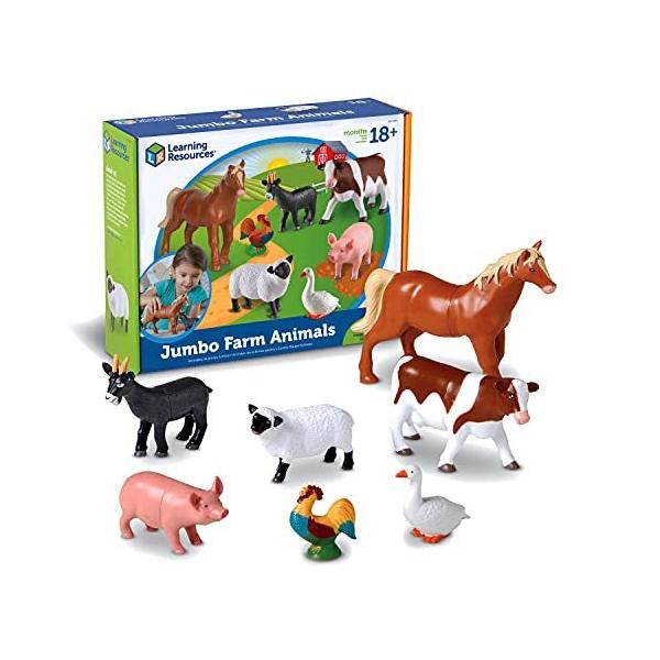 知育玩具 パズル ブロック ラーニングリソース LER0694 Learning Resources Jumbo Farm Animals - Horse Cow Sheep Chicken Goat Figurines, Barn Toy...