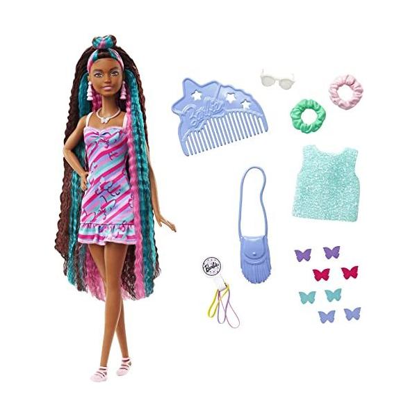 バービー バービー人形 HCM91 Barbie Totally Hair Doll, Butterfly-Themed with 8.5-inch Fantasy Hair &amp; 15 Styling Accessories (8 ...