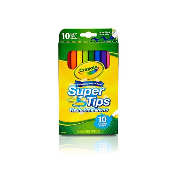 クレヨラ アメリカ 海外輸入 知育玩具 58-8610 Crayola, 588610, Washable Super Tips Markers, Broad/Fine Bullet Tip, Assorted Colors, 10/Set...