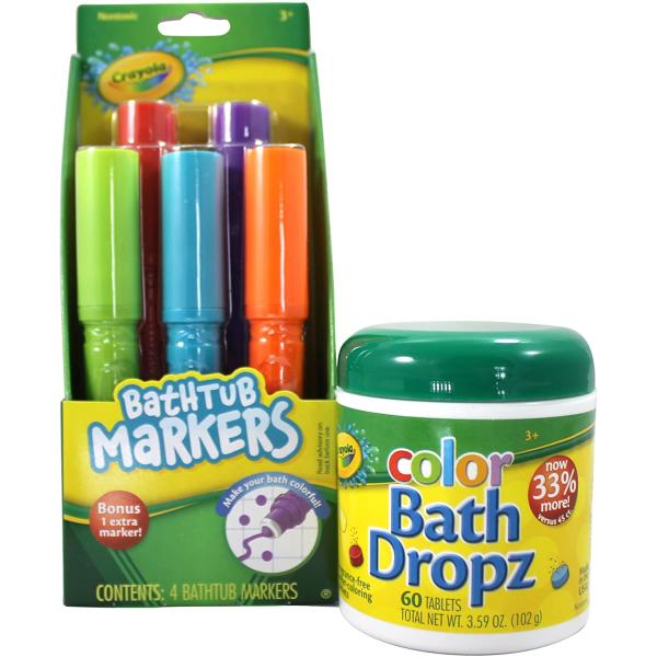 クレヨラ アメリカ 海外輸入 知育玩具 49731 Crayola Bathtub Markers and Crayola Color Bath Drops, 60 tablets - Bring Creative Fun to Bath ...