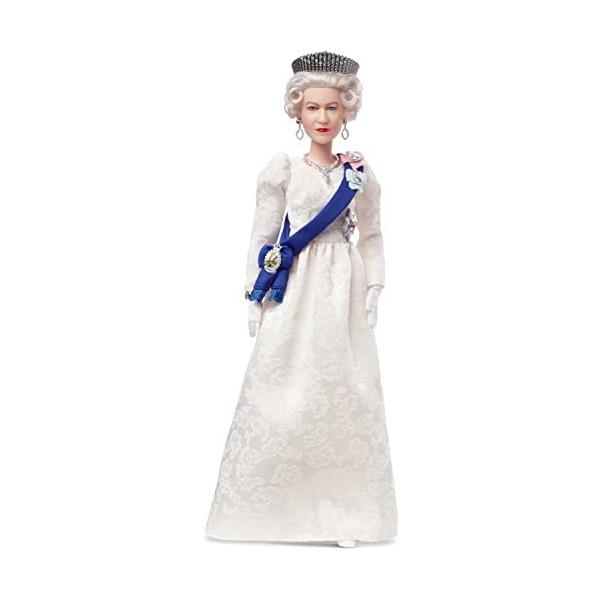バービー バービー人形 HCB96 Barbie Signature Queen Elizabeth II Platinum Jubilee Doll Wearing Ivory Gown, Riband, Crown &amp; Glov...