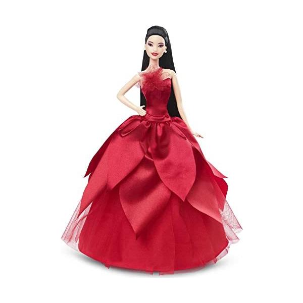 バービー バービー人形 HCC05 Barbie Signature 2022 Holiday Doll (Straight Black Hair) with Doll Stand, Collectible Gift for Kids Ag...