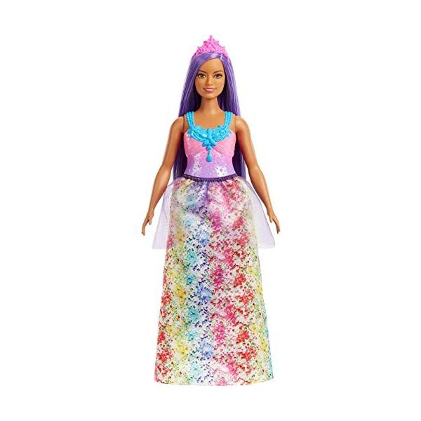 バービー バービー人形 HGR17 Barbie Dreamtopia Royal Fashion Doll with Curvy Body, Purple Hair &amp; Sparkly Bodice Wearing Removab...