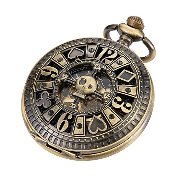 PJX916-bronze Alwesam Men's Mechanical Hand Wind Pocket Watch Roman Numerals Steampunk with Chain Box海外限定品を迅速輸入！5〜15営業日に...