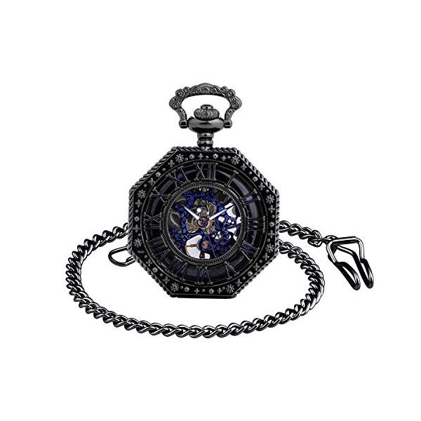 Montre de poche m?canique Infinite U Mens Pocket Watch Steampunk Vintage Unique Octagon Skeleton Mechanical Pocket Watch...