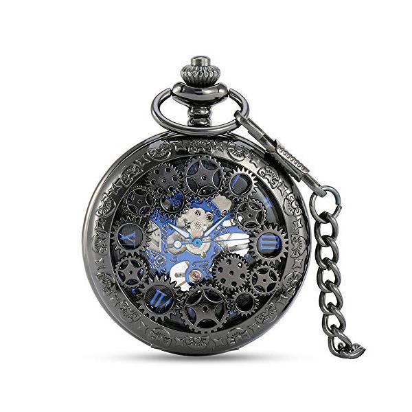 8541780832 Avaner Steampunk Retro Half Hunter Copper Gear Skeleton Hand Wind Mechanical Analog Display Pocket Watch with...