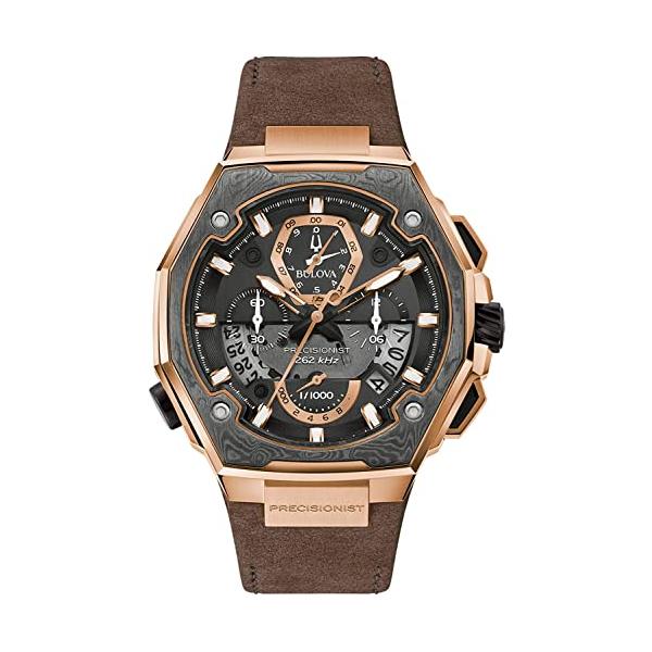 腕時計 ブローバ メンズ 98B356 Bulova Men's Precisionist X Chronograph Special Edition Brown Leather Strap Watch | 44.5mm | 98B356海...