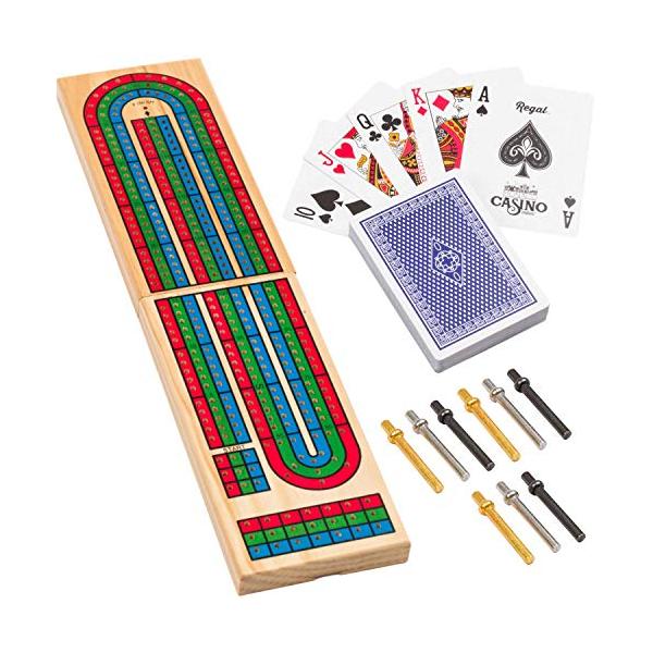 ボードゲーム 英語 アメリカ 海外ゲーム 7410 Regal Games Cribbage Board Game Set w/Storage - Fun Table Game with Wooden Board for Adults &a...