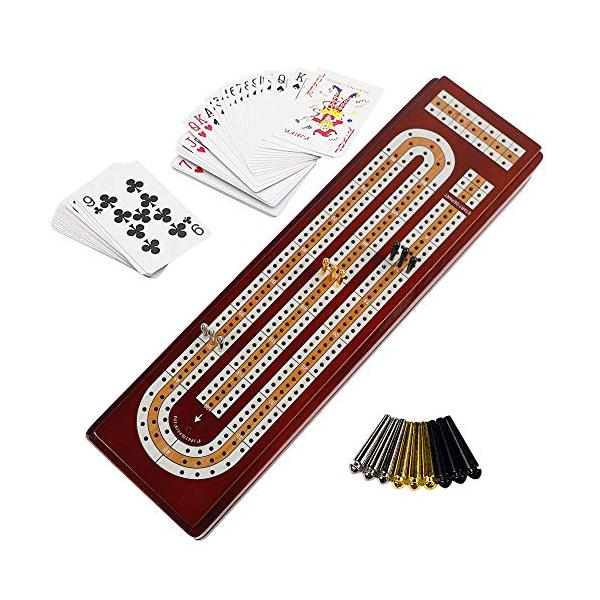 ボードゲーム 英語 アメリカ 海外ゲーム JFBNEW Juegoal Upgrade Wood Cribbage Board Game Set, Solid Wooden Continuous 3 Track Board with Lar...