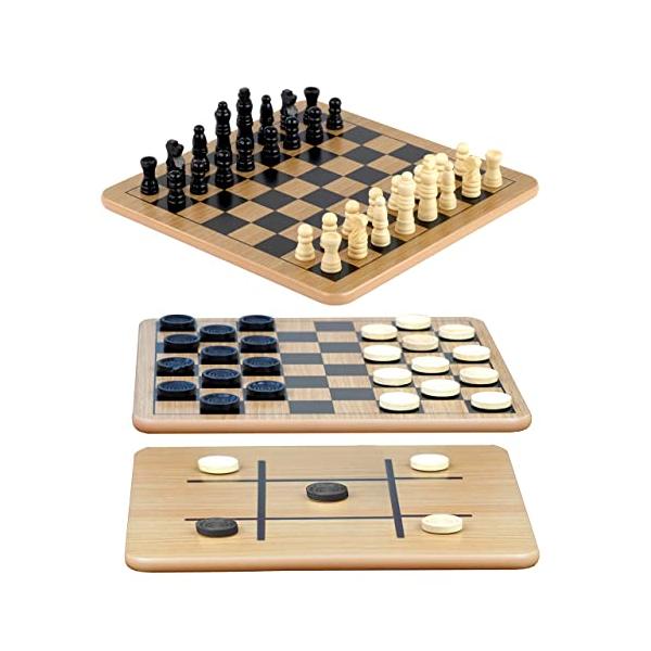 ボードゲーム 英語 アメリカ 海外ゲーム 7433 Regal Games - Reversible Wooden Board for Chess, Checkers &amp; Tic-Tac-Toe - 24 Interlocking ...