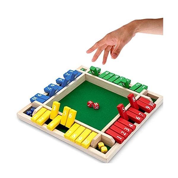 ボードゲーム 英語 アメリカ 海外ゲーム  Nicecho Shut The Box Dice Game,2-4 Player Family Wooden Board Table Math Games for Adults and Kids...