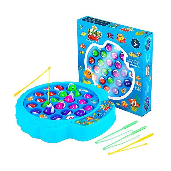 ボードゲーム 英語 アメリカ 海外ゲーム  IPIDIPI TOYS Fishing Game for Kids, 21 Fish and 4 Poles ? Hook Fish Toy with Rotating Board &amp; ...