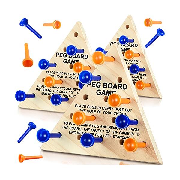 ボードゲーム 英語 アメリカ 海外ゲーム  Zhanmai Wooden Triangle Peg, 3 Sets, Educational Board, Travel Size, Operation Christmas Learning ...
